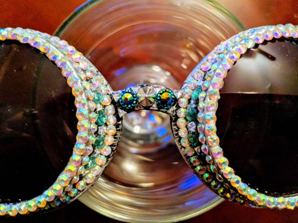 Green Silver Steampunk Cyberpunk Goggles Bedazzled Iridescent ...