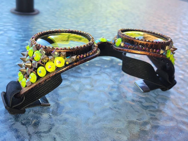 Steampunk Cyberpunk Cosplay Yellow Brushed Gold Spikes Bronze Neon ...