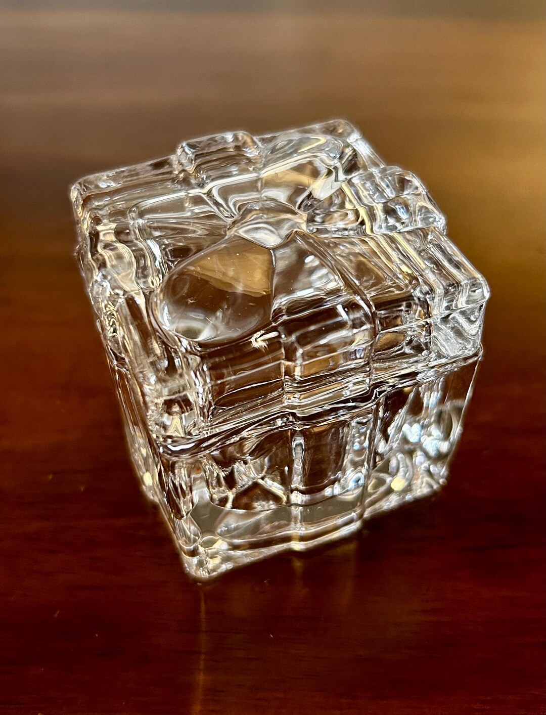 Vintage Glass Trinket Gift Box Clear Glass With Bow Design and Lid - Etsy