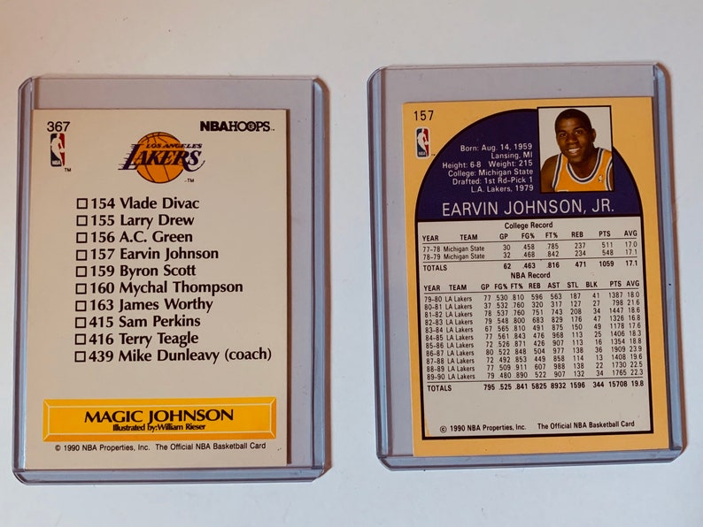 Magic Johnson NBA Hoops Vintage Basketball cards both | Etsy