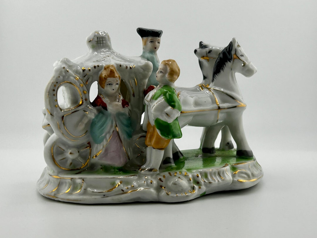 Victorian Porcelain Horse & Carriage Figurine- Japan - Etsy