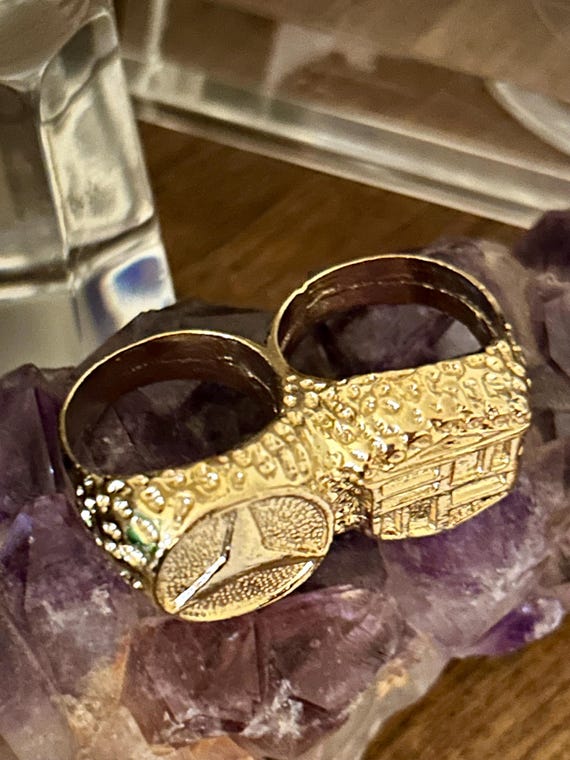 Rare Benz/Cadi Double Finger Statement Ring Size 9.75… - Gem