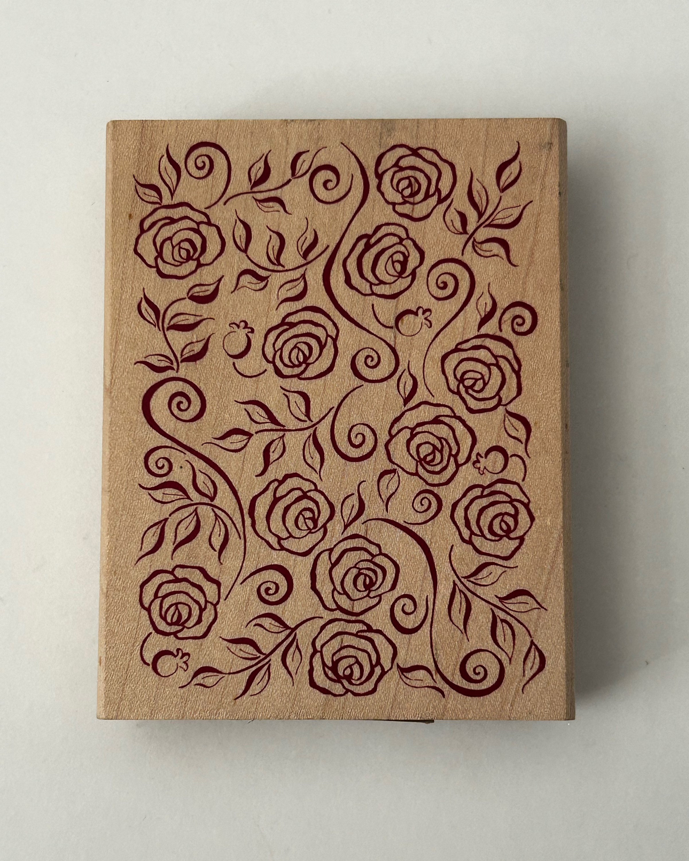 Rubber Stamp Rose Pattern Wood Block 1990s New Old Stock - Etsy