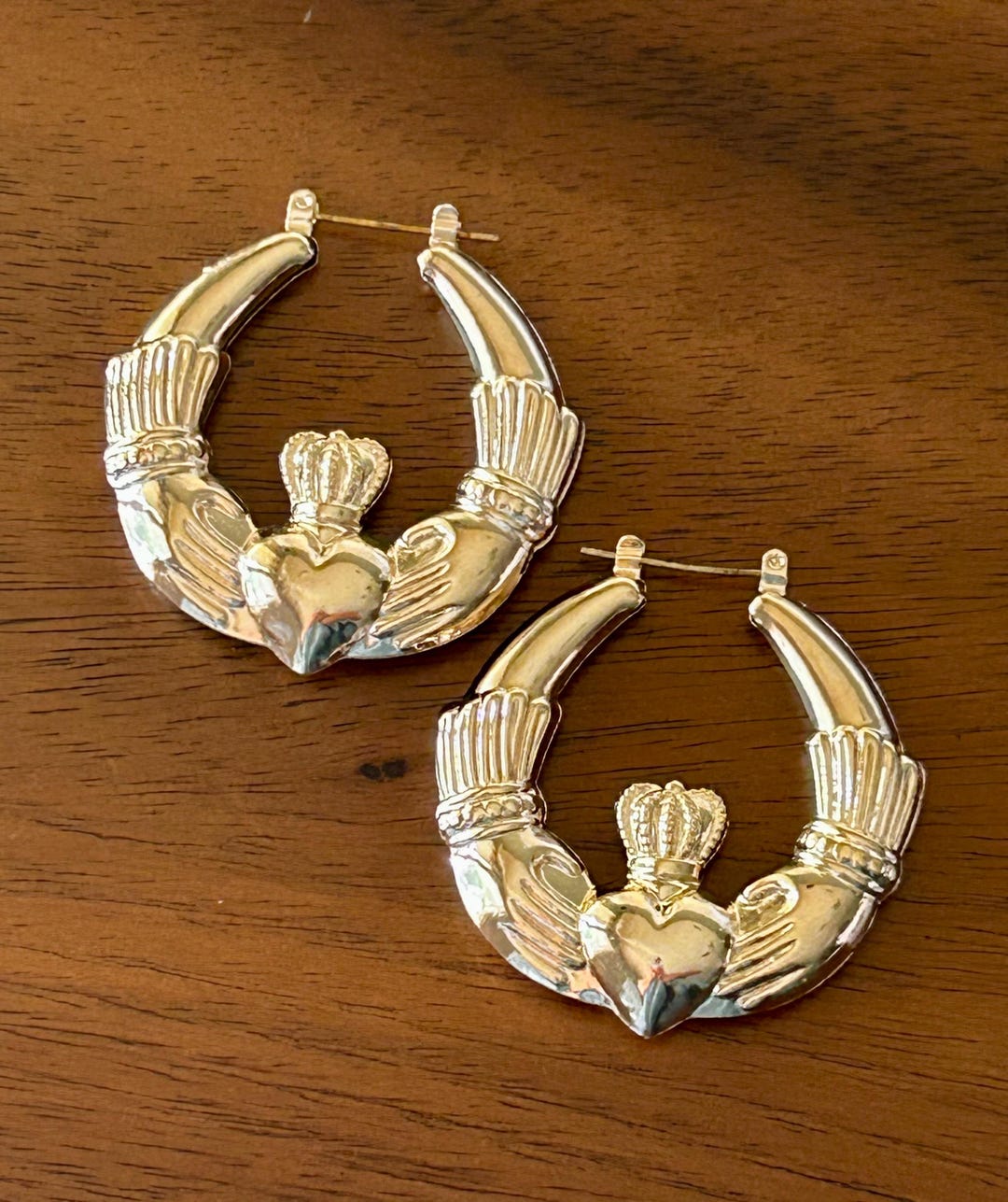 Claddagh Hoop Earings 1990s New Old Stock Gold Tone - Etsy