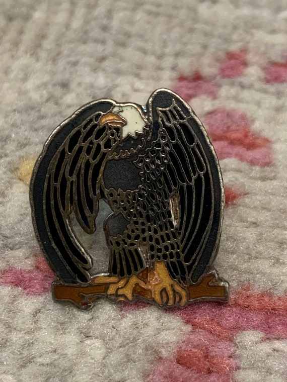 Eagle Enamel Pin Silver Tone Rare Vintage 1980s New O… - Gem