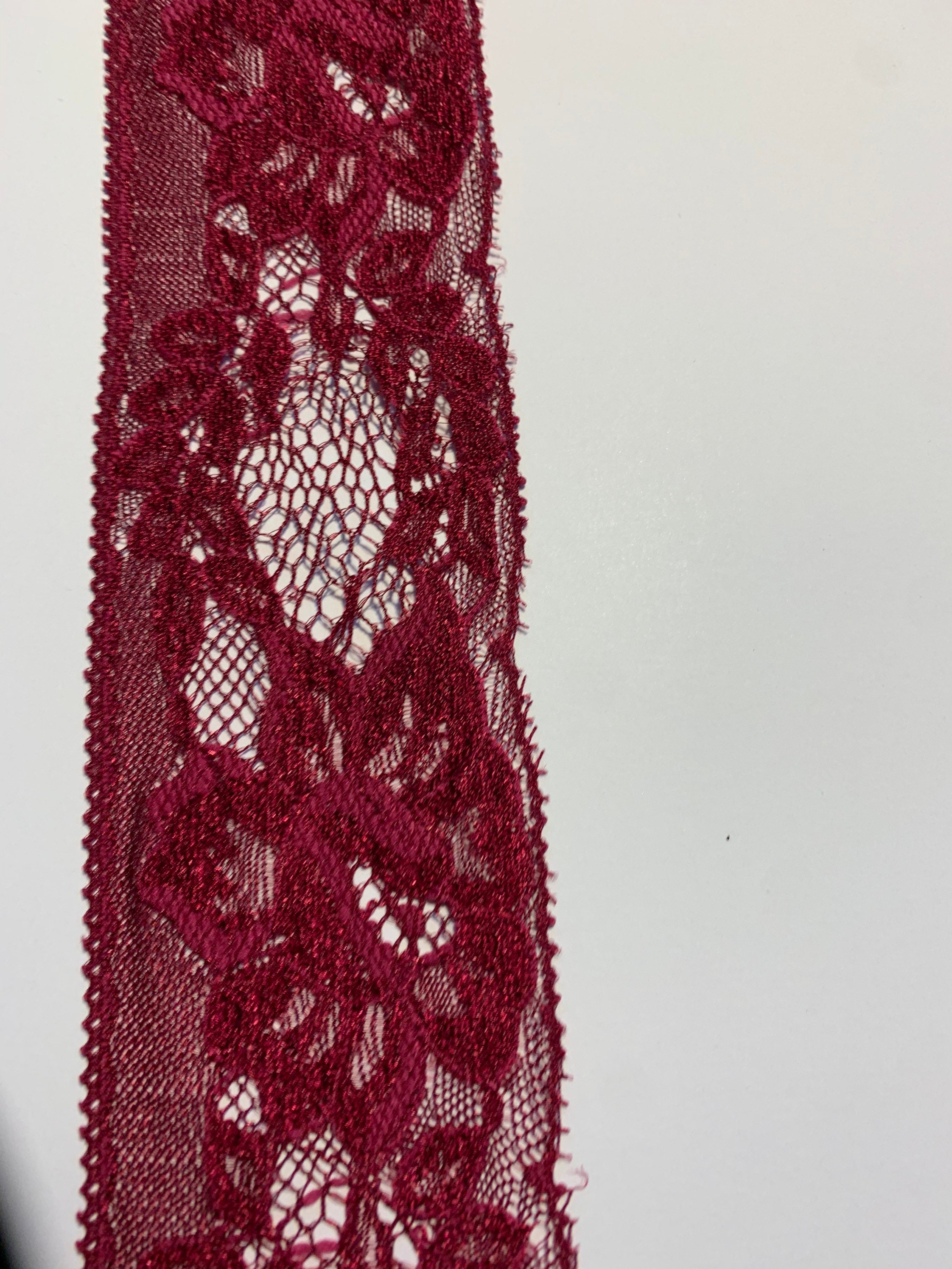 VINTAGE Floral Red Wine Colored Lace Trim (2.25in.width) - Etsy