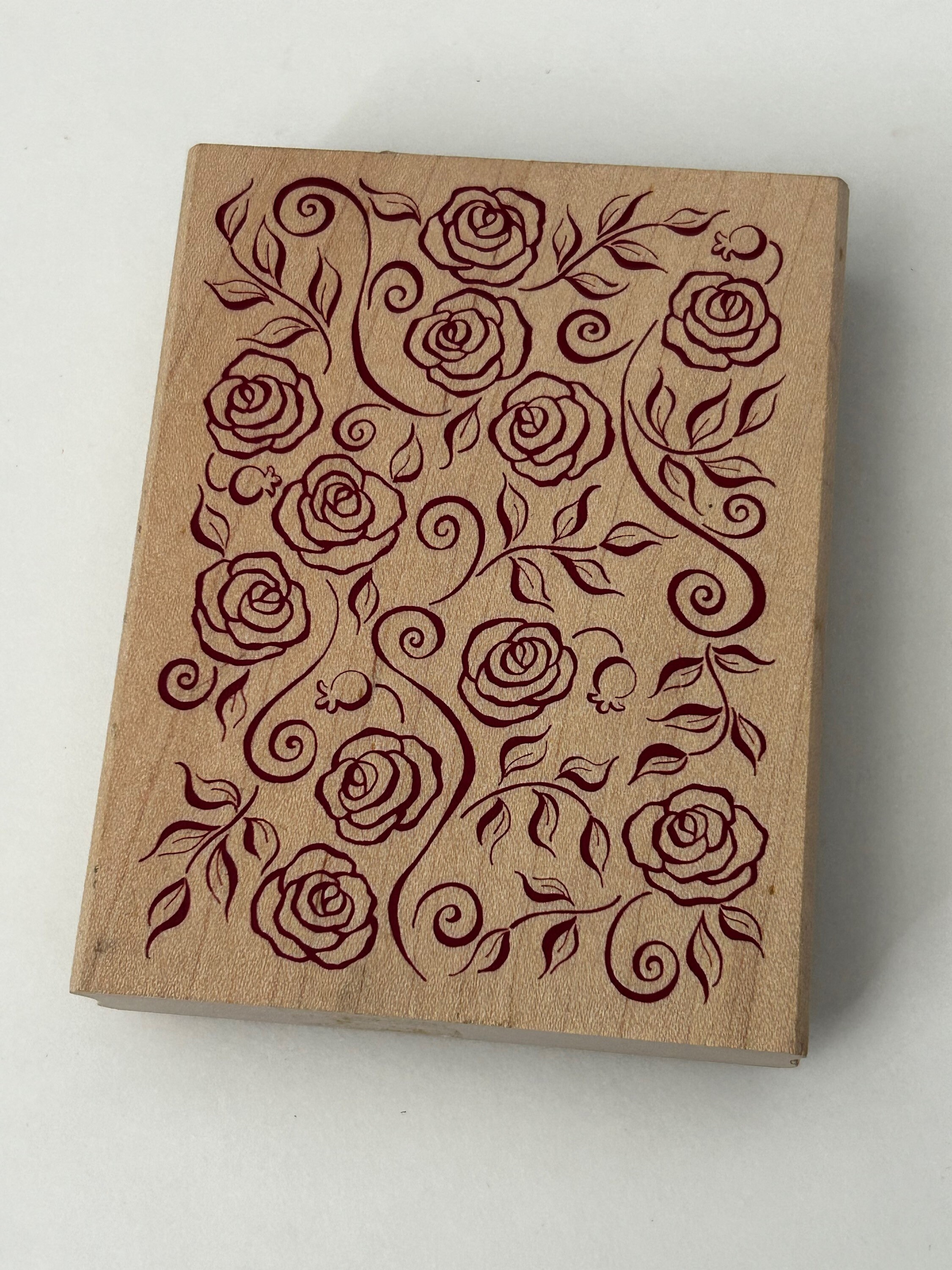 Rubber Stamp Rose Pattern Wood Block 1990s New Old Stock - Etsy
