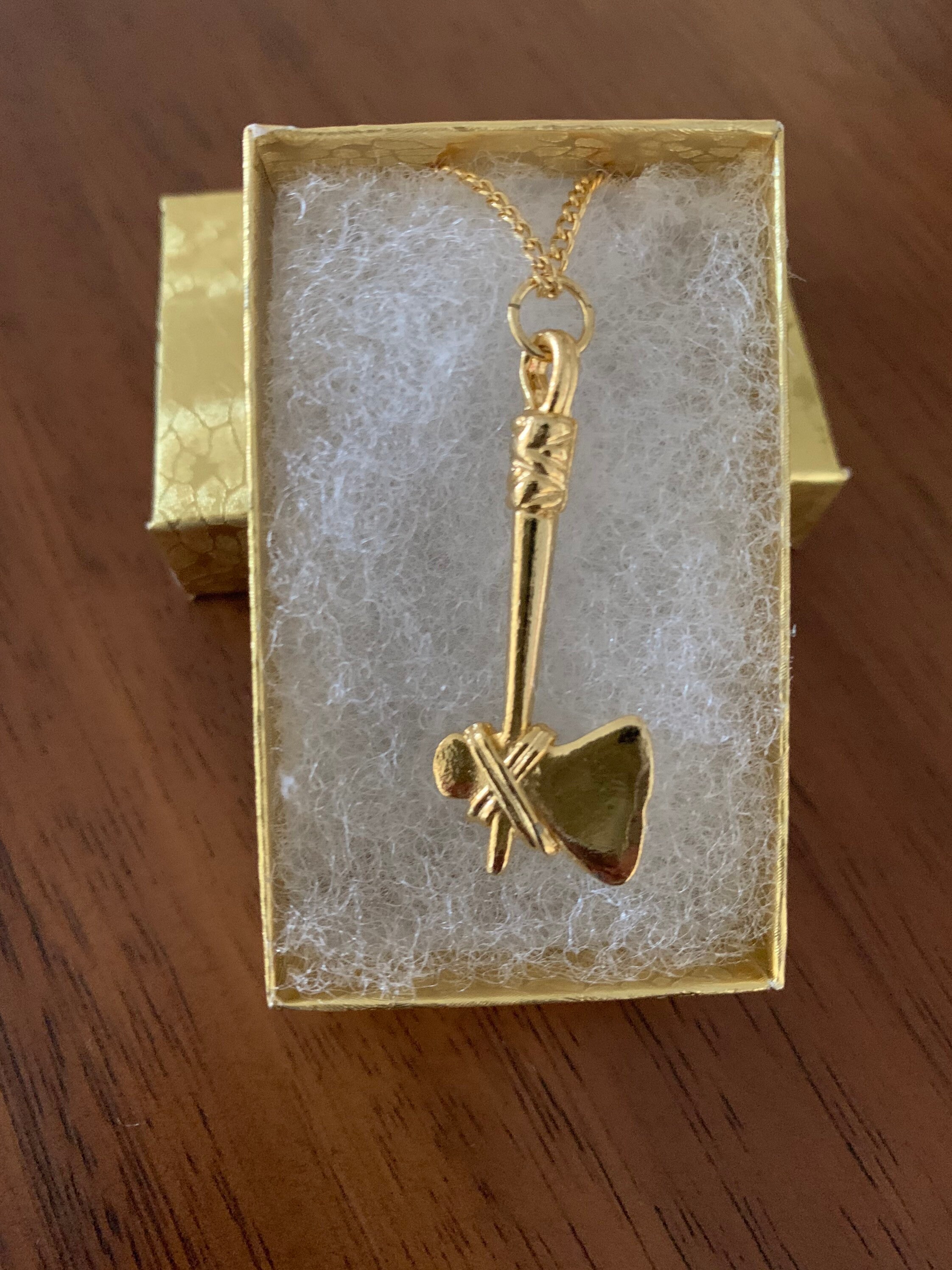 Tomahawk Ax Necklace Gold Tone 18in. Chain Vintage 1990s New - Etsy