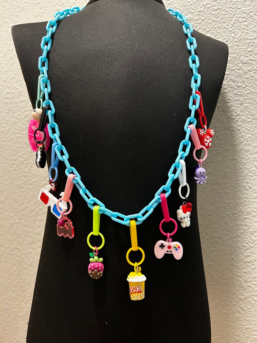 Charm Necklace, Handmade Re-creation of the 1980s Bell Charms Necklaces ...