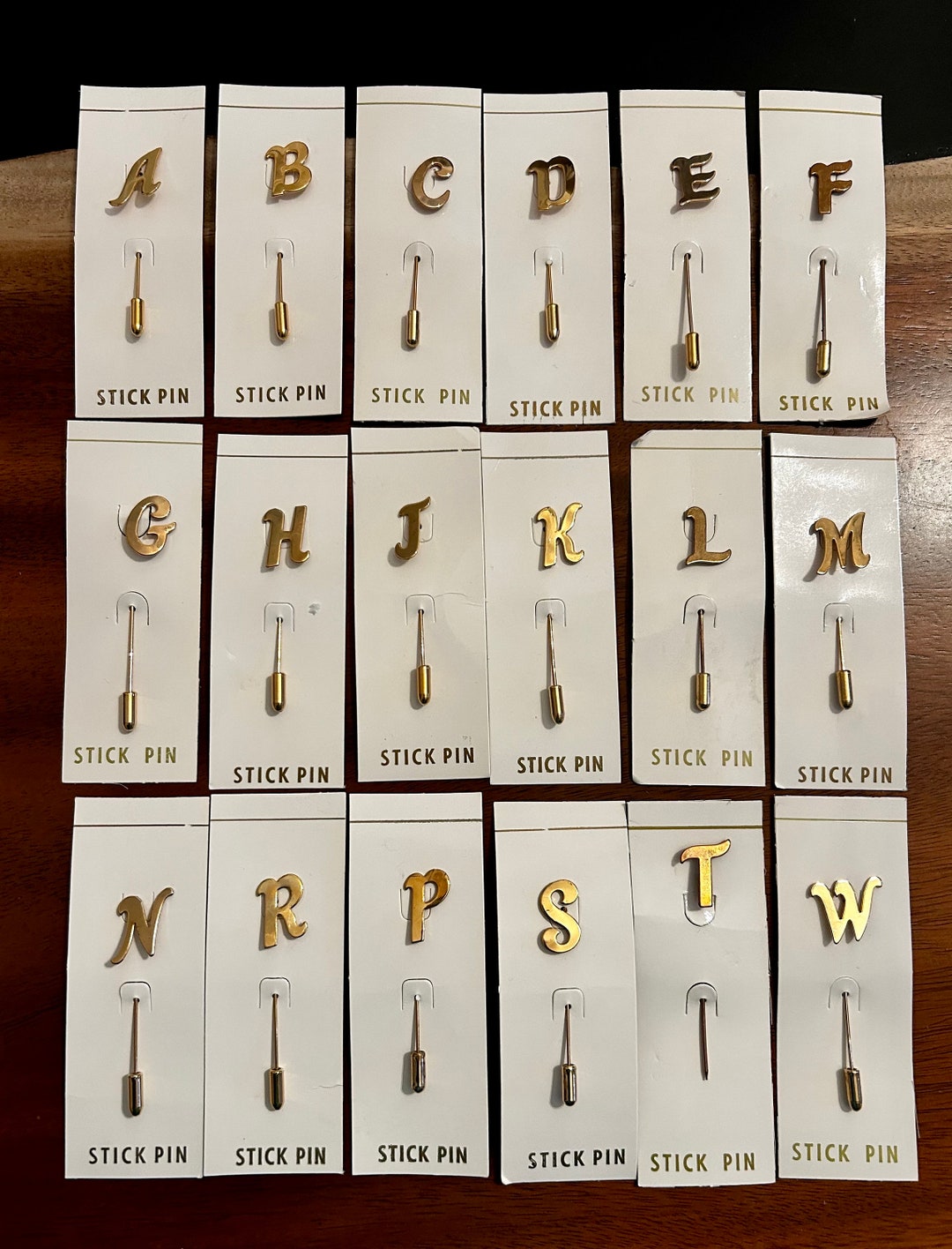 Vintage 1980s Initial Pin Gold Tone New Old Stock Gold Tone Includes 1 ...