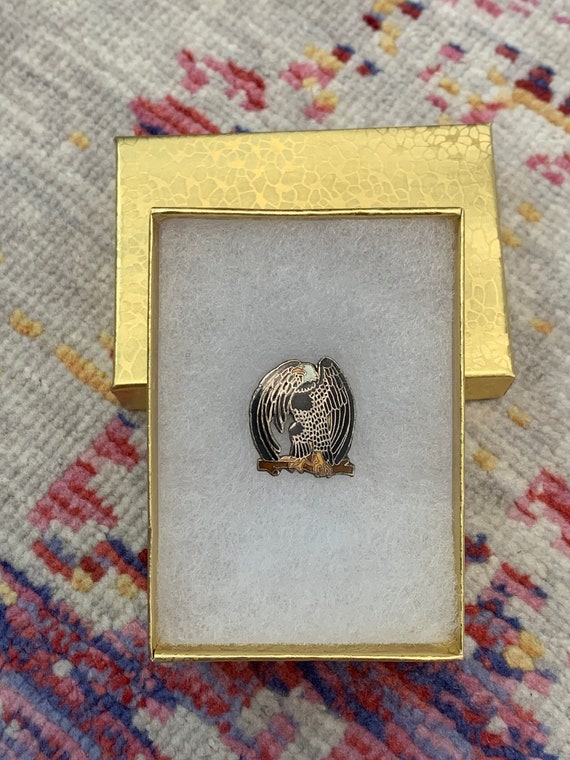 Eagle Enamel Pin Silver Tone Rare Vintage 1980s New O… - Gem