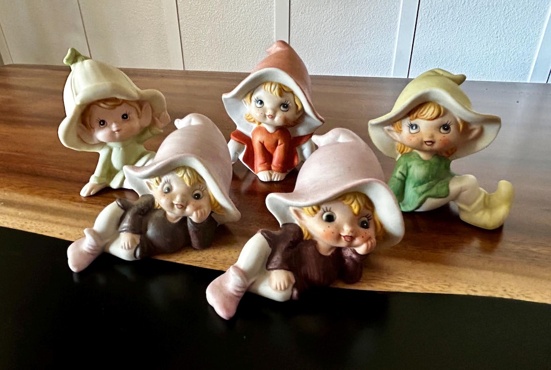 Vintage Flower Pixies Homco Porcelain Figurines Includes 5 as Shown in ...