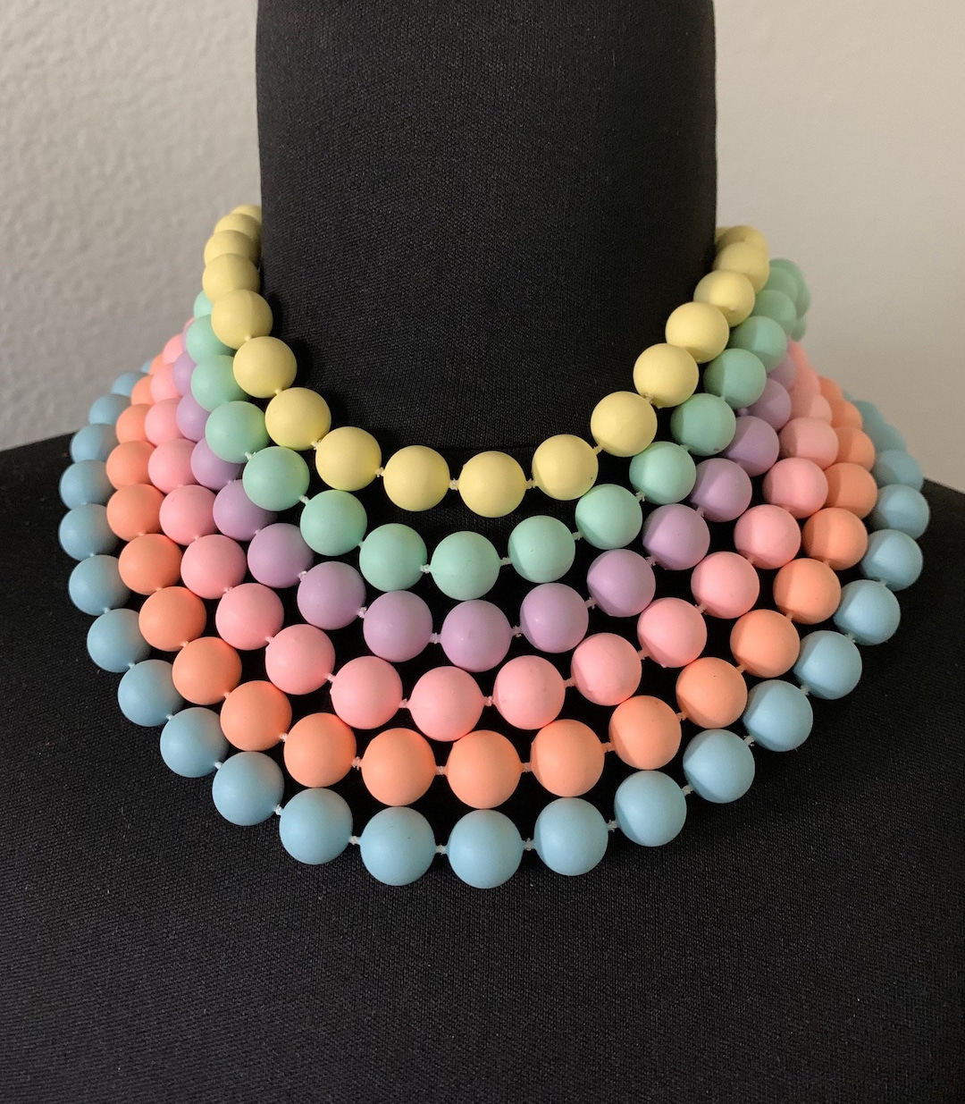 Gum Ball Choker Necklace Vintage 1980s New Old Stock 6 Pastel Colors to ...
