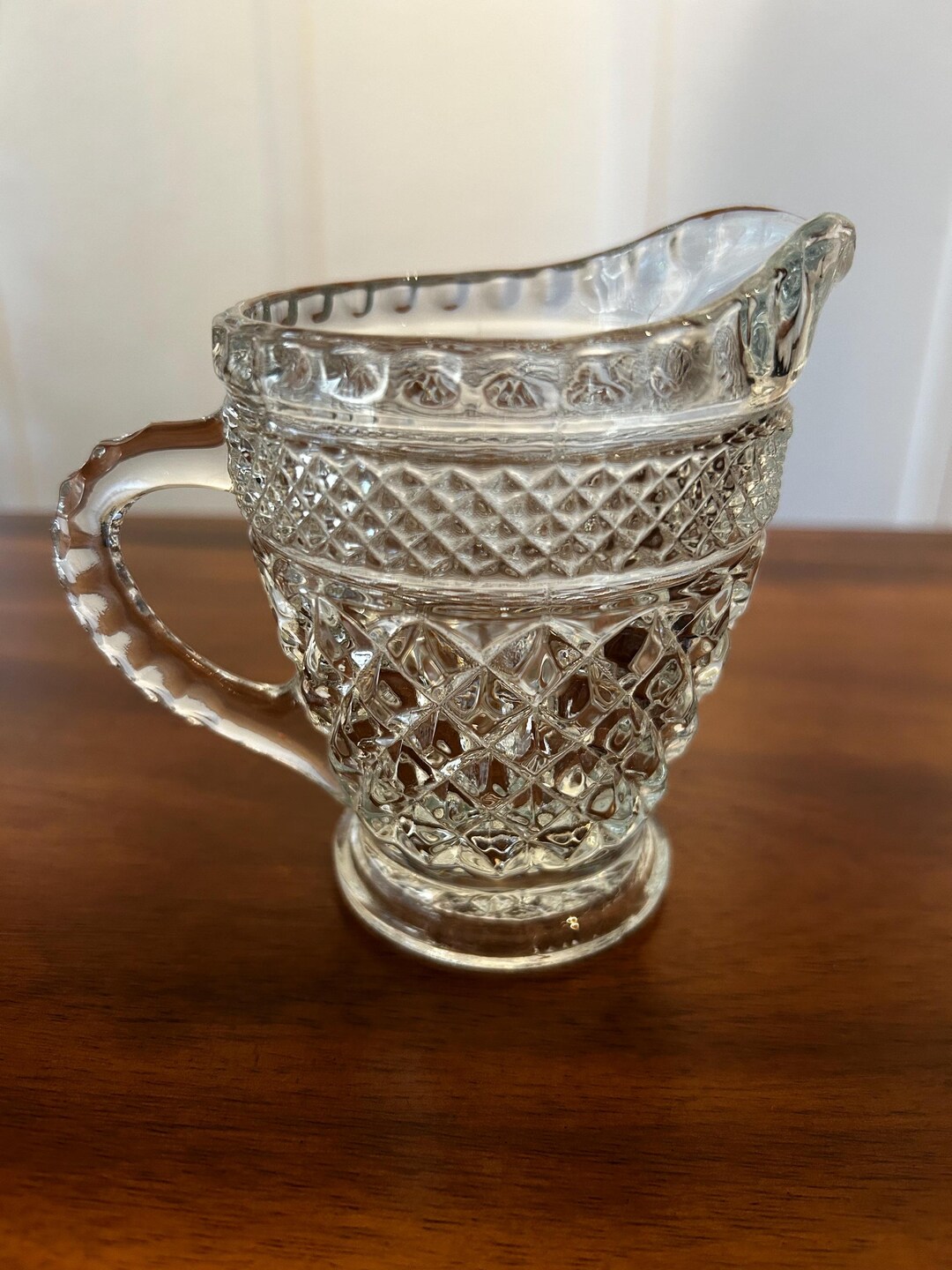 Vintage Anchor Hocking Wexford Diamond Design Clear Glass Creamer Cup ...