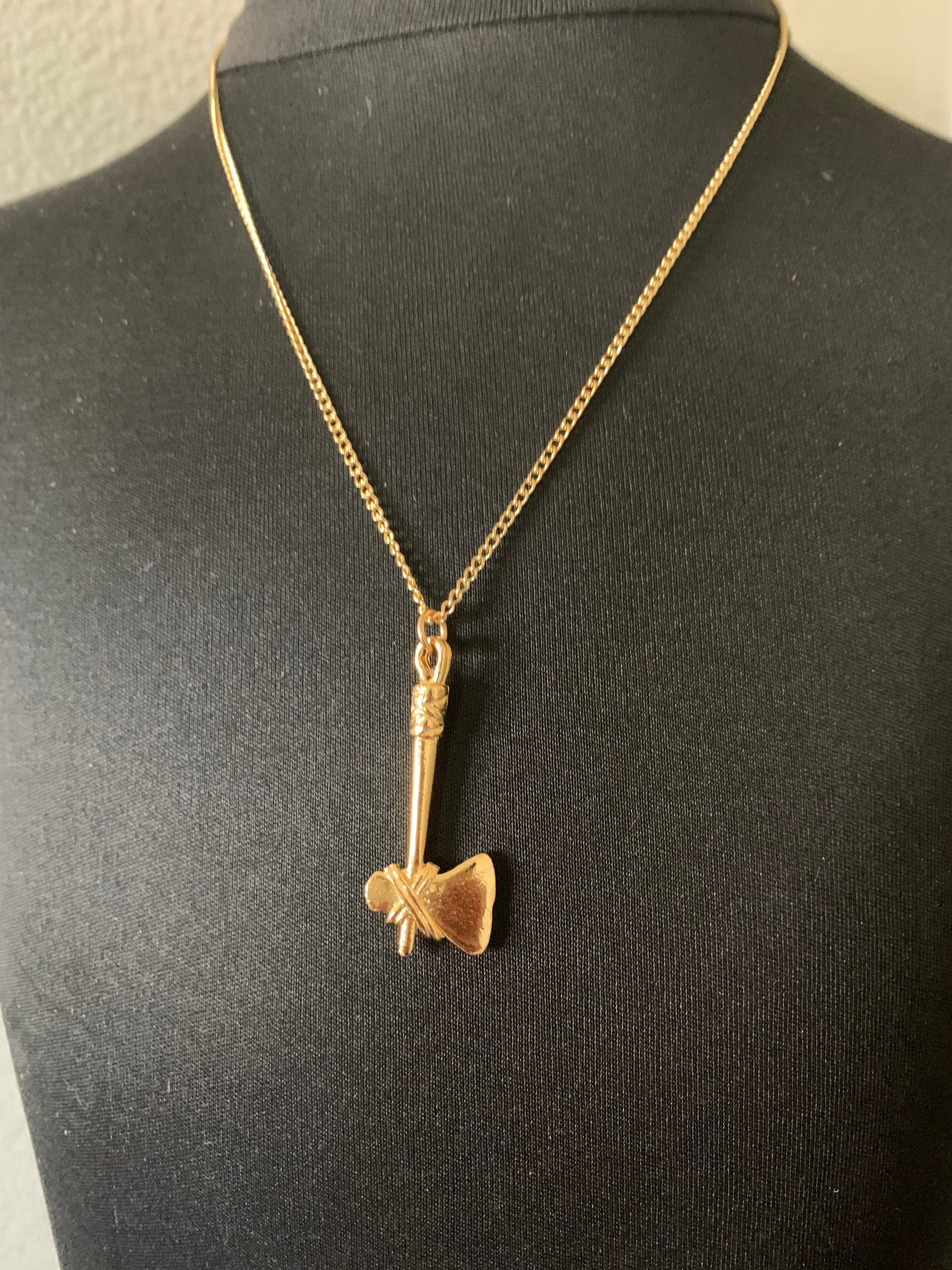 Tomahawk Ax Necklace Gold Tone 18in. Chain Vintage 1990s New - Etsy