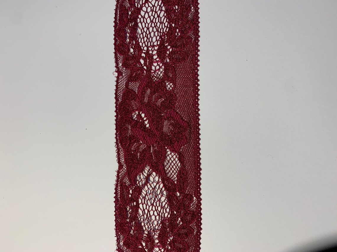 VINTAGE Floral Red Wine Colored Lace Trim (2.25in.width) - Etsy
