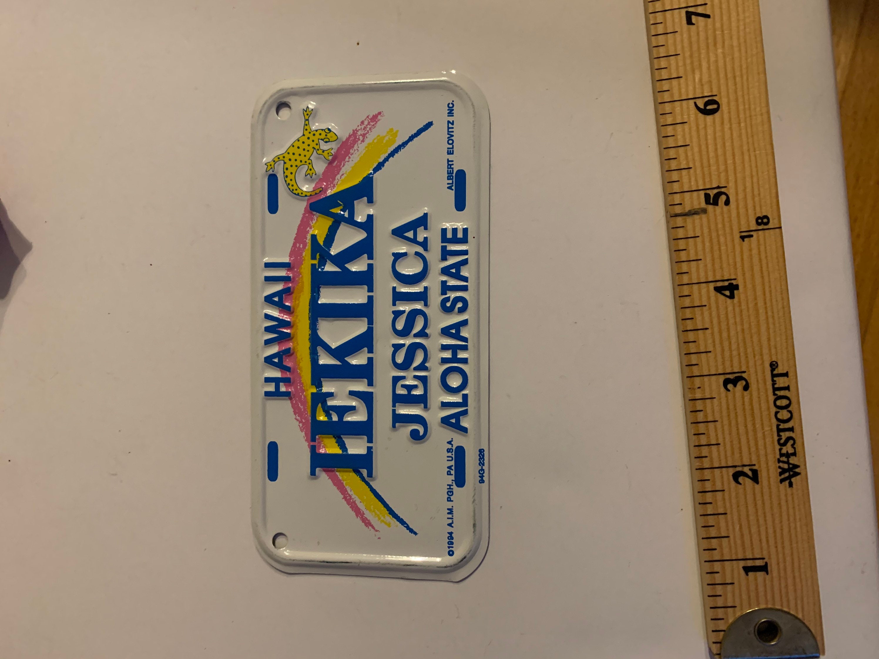 Vintage Hawaiian 1990s Souvenir License Plate “jessica” Iekika Aloha ...