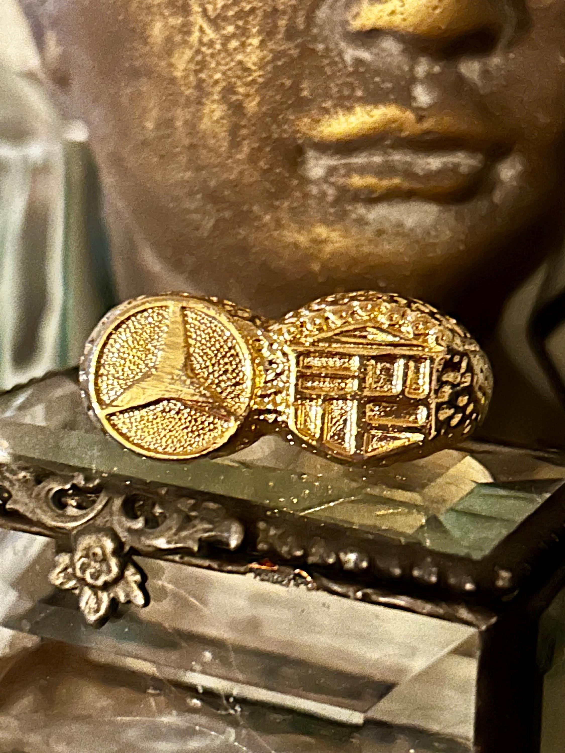Vintage 1990s Benz/cadi Gold Tone Double Finger Ring (size 9.75/10.5 ...