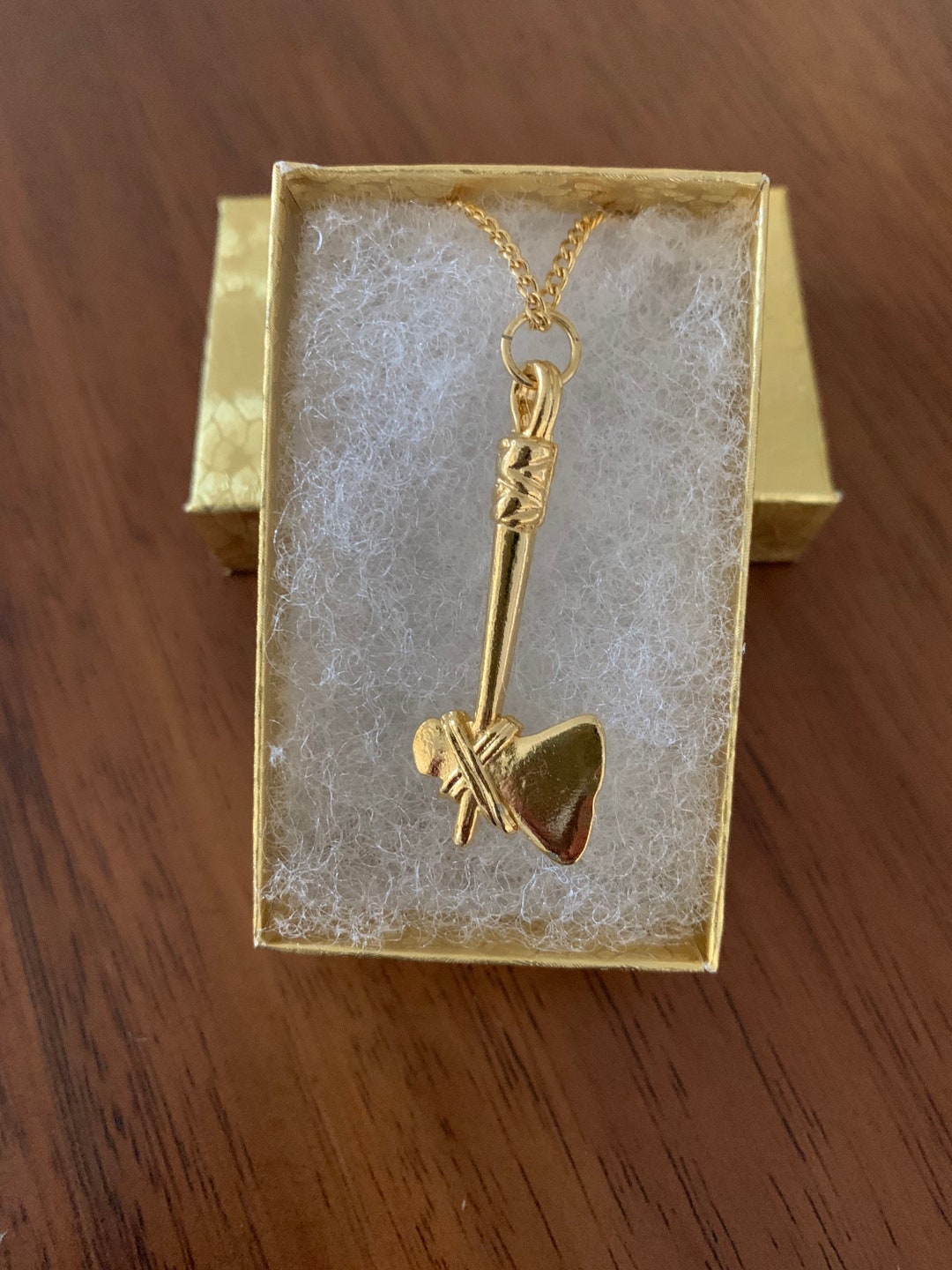 Tomahawk Ax Necklace Gold Tone 18in. Chain Vintage 1990s New Old Stock ...