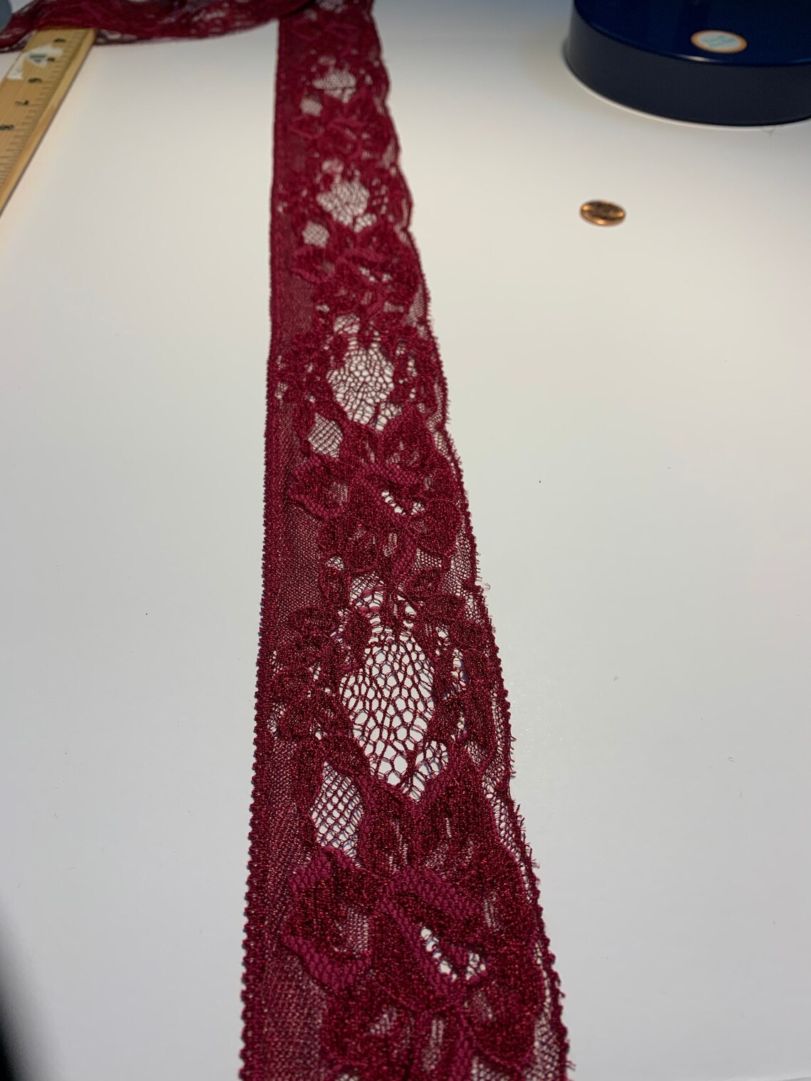 VINTAGE Floral Red Wine Colored Lace Trim (2.25in.width) - Etsy
