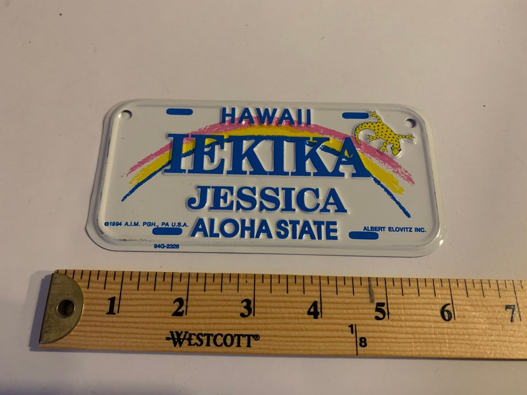 Vintage Hawaiian 1990s Souvenir License Plate “jessica” Iekika Aloha ...