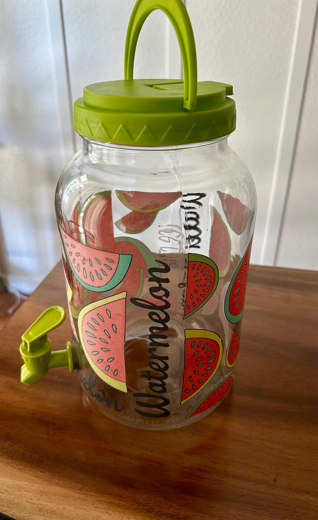 Vintage Sun Tea Jar, Ice Tea Jug, Glass Gallon, With Watermelon Design ...