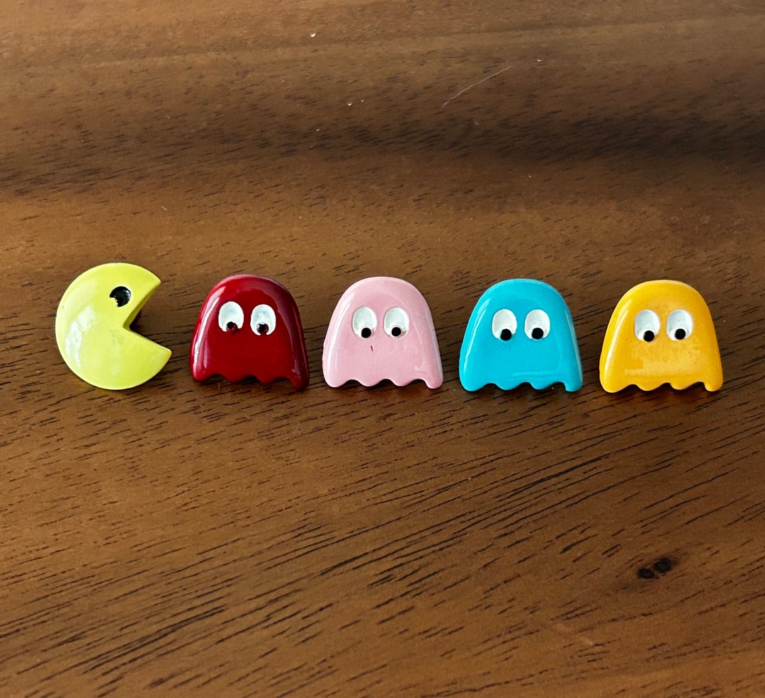 PAC Man and Ghost Pins Enamel 1980s New Old Stock 5 Pins to Choose From ...