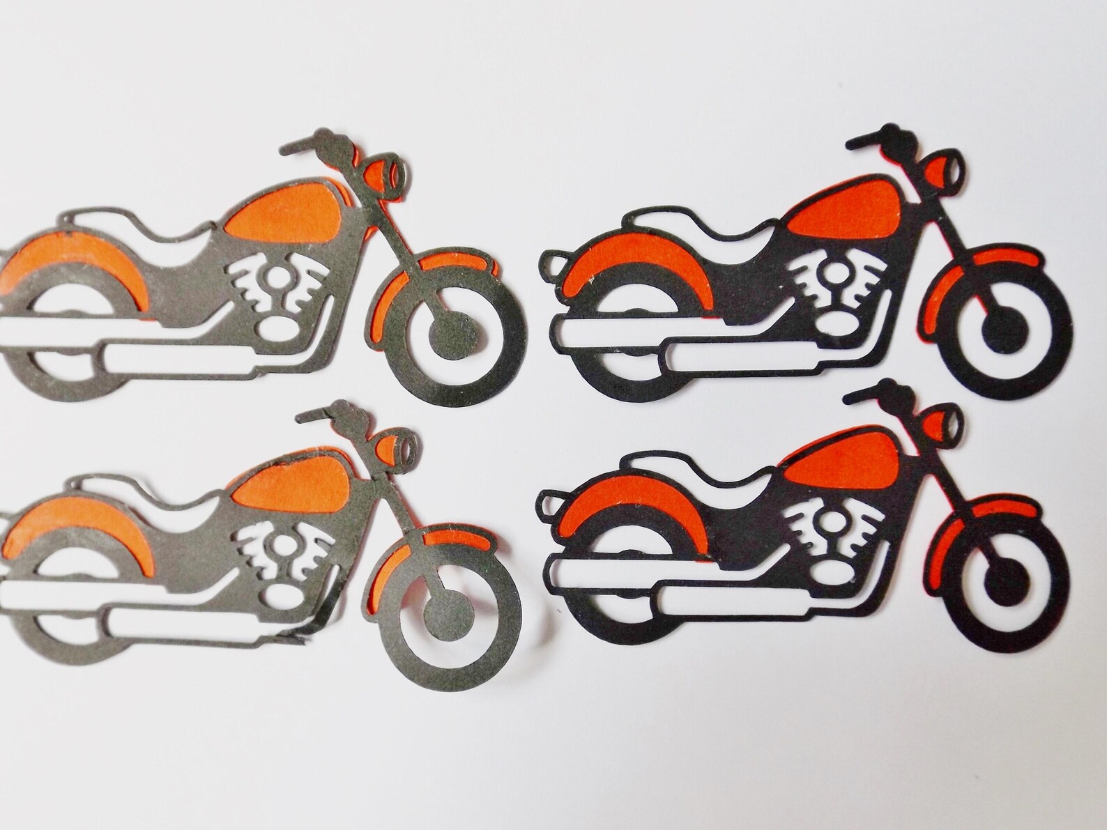 Motorcycle Silhouette Papercraft Embellishments Handmade Biker ...