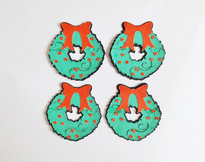 Holly Wreaths Papercraft Christmas Embellishments Holiday Scrapbook ...