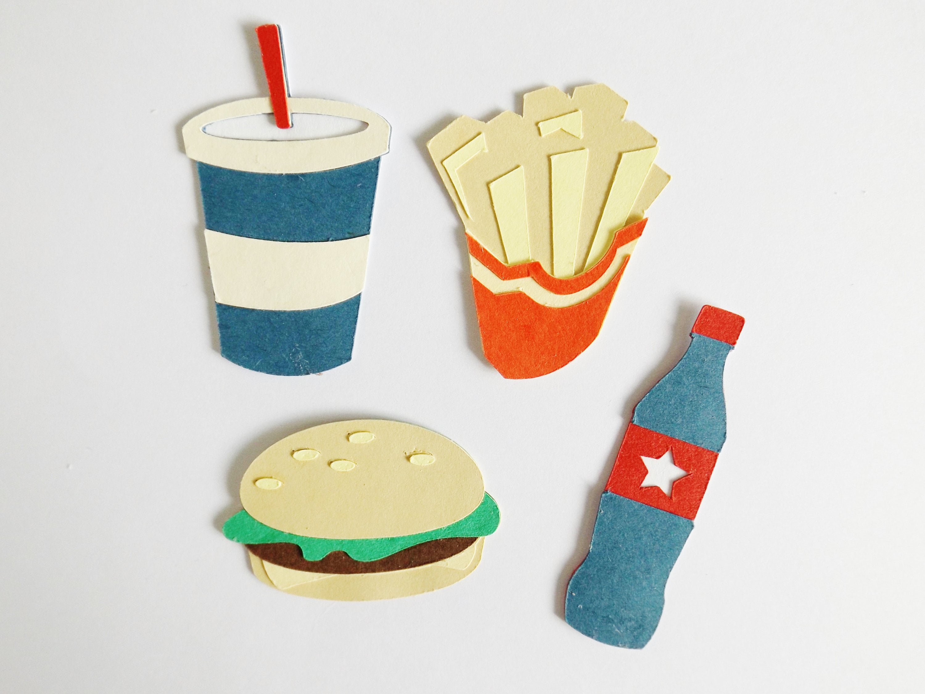 Fast Food Papercraft Embellishments Burgers Fries Drinks | Etsy