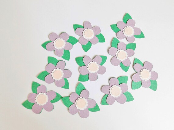 Purple Flowers Papercraft Embellishments Scrapbooking Floral | Etsy