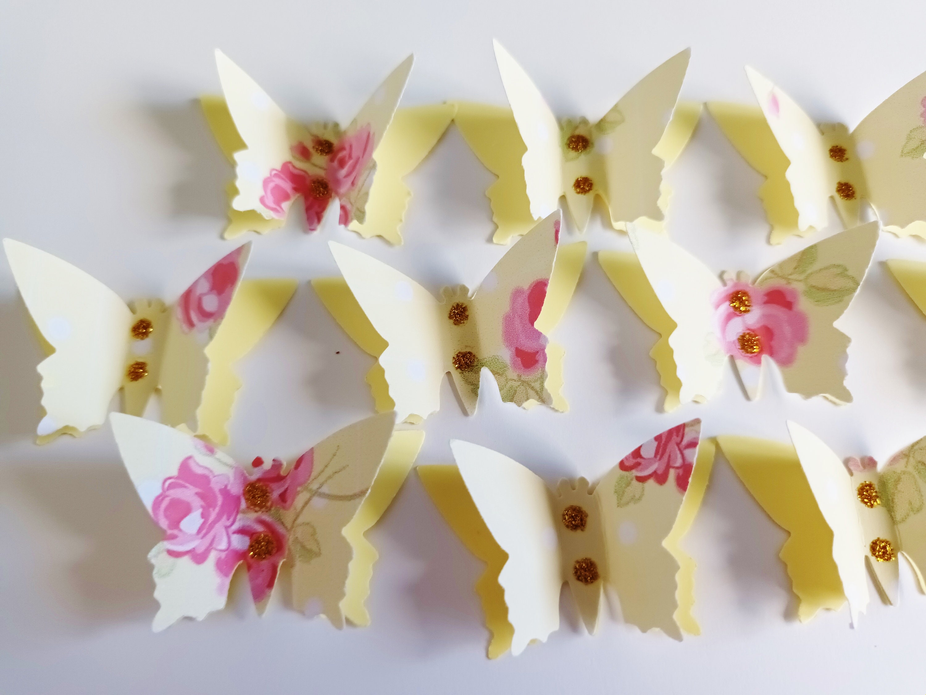 Floral Butterfly Papercraft Embellishments Yellow Flower Card Making ...