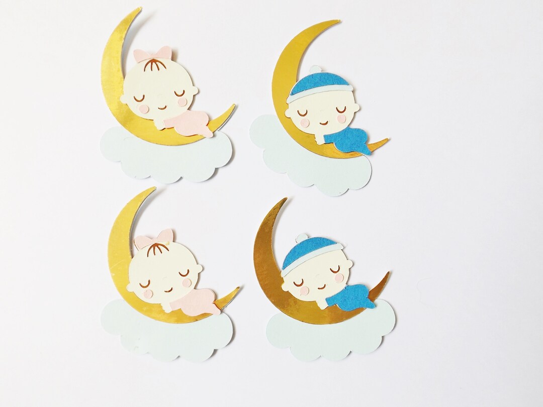 Baby Sleeping Papercraft Embellishments Clouds Card Toppers Baby Shower ...