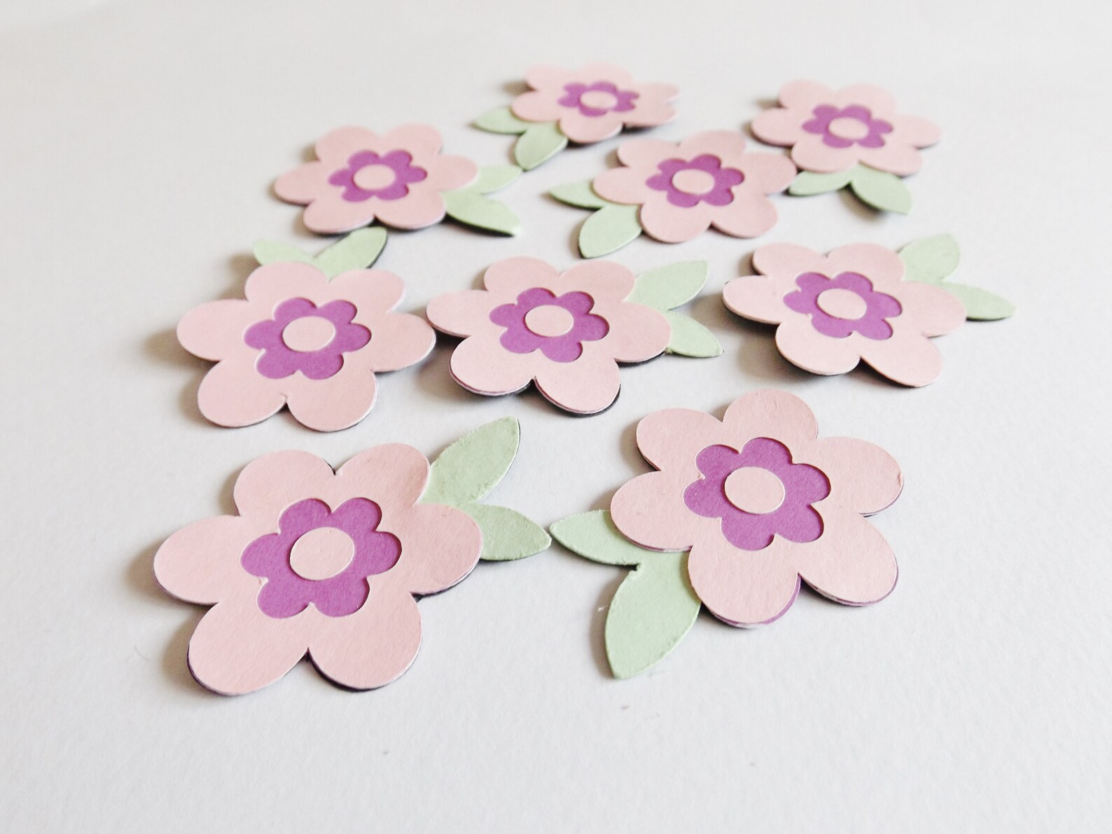 Pink Purple Flowers Papercraft Embellishments Scrapbooking - Etsy Canada
