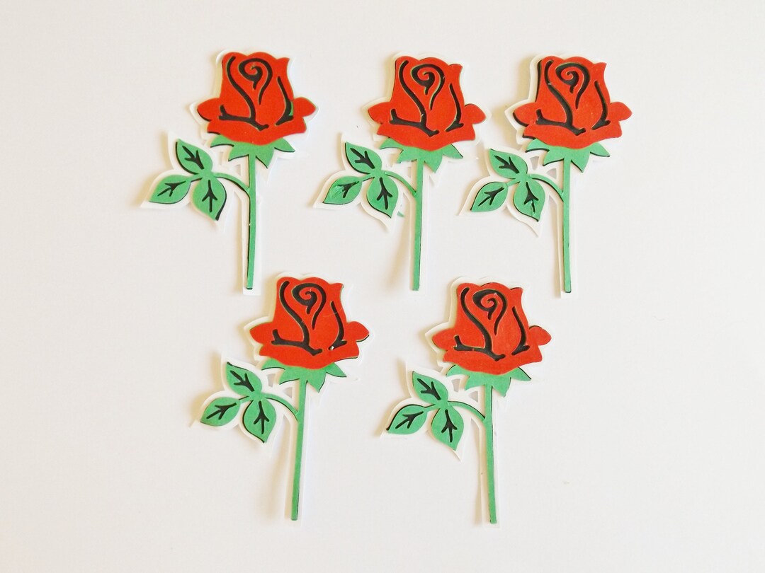 Rosas rojas Papercraft Adornos Tarjeta floral Haciendo Toppers Flores ...