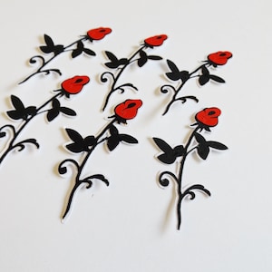 Red Roses Mini Flowers Papercraft Embellishments Floral Card Making ...