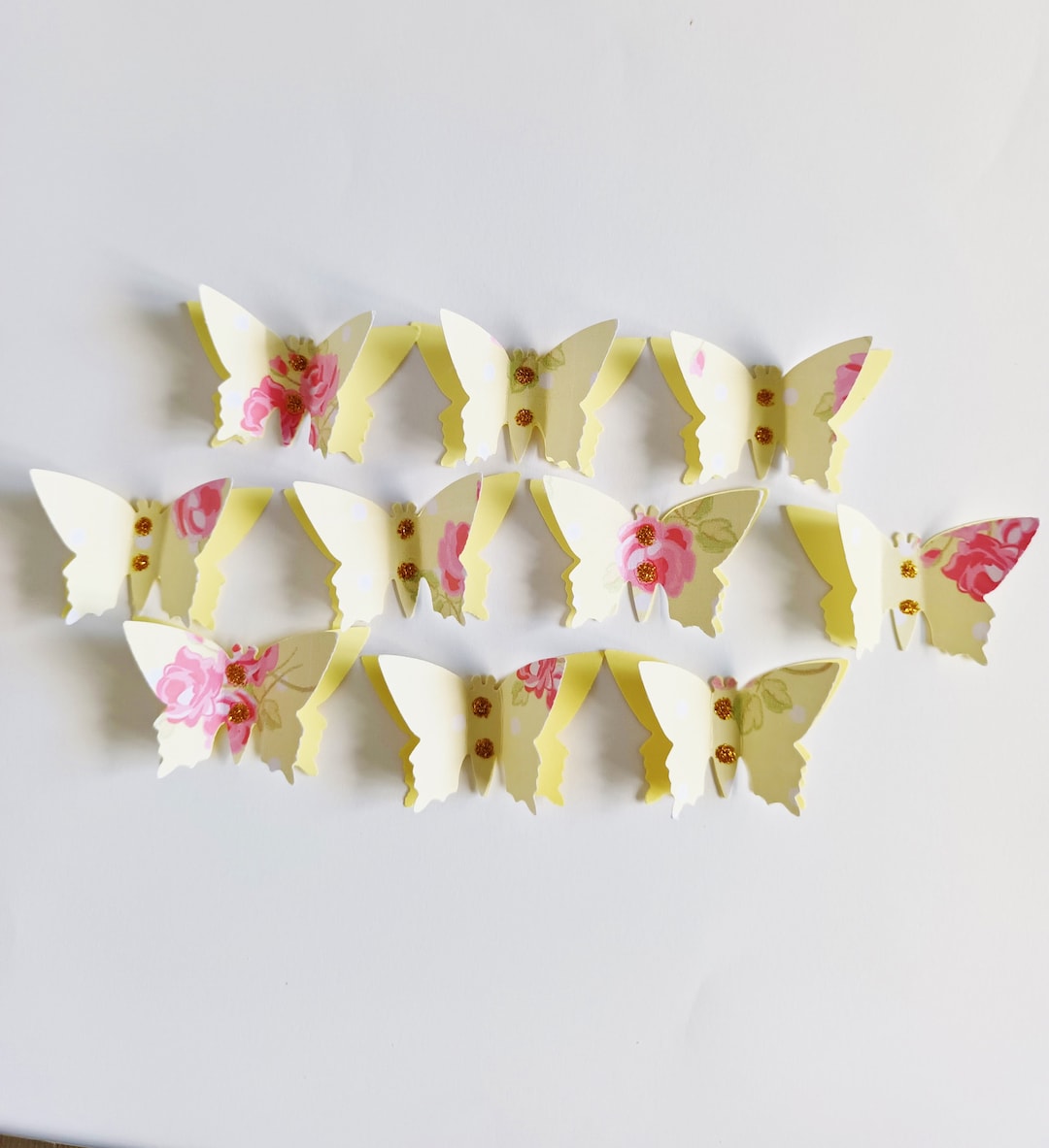 Floral Butterfly Papercraft Embellishments Yellow Flower Card Making ...