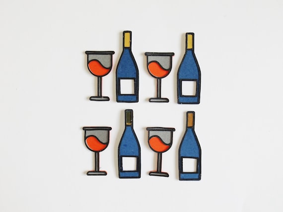 Red Wine Glasses Bottles Papercraft Embellishments - Etsy