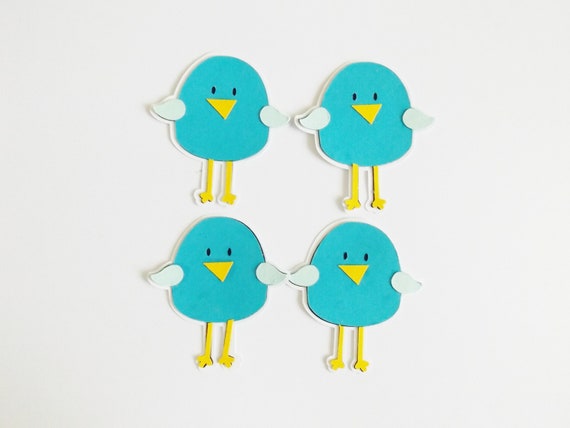 Blue Birds Papercraft Embellishments Cute Animals Scrapbooking | Etsy