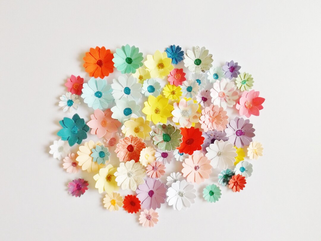Mixed Paper Flowers Papercraft Embellishments Scrapbooking Ephemera ...