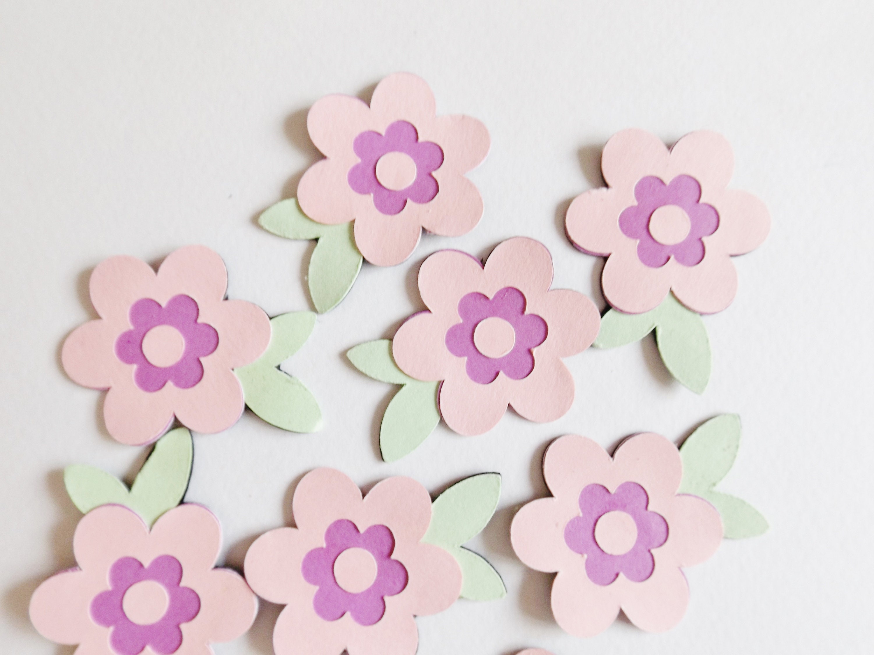Pink Purple Flowers Papercraft Embellishments Scrapbooking - Etsy Canada