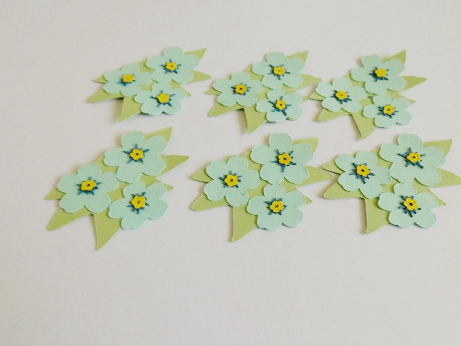 Blue Flowers Papercraft Embellishments Plants Scrapbooking Ephemera ...