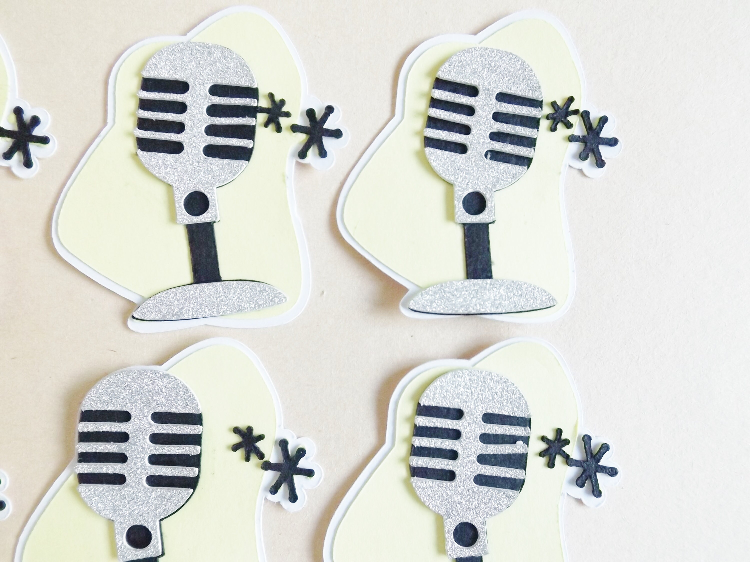 Vintage Retro Microphone Musical Papercraft Embellishments | Etsy