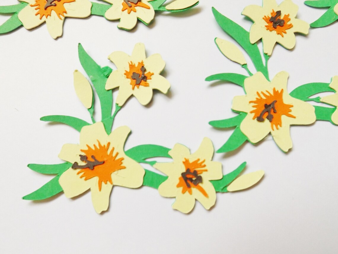 Yellow Flowers Papercraft Embellishments Scrapbooking Floral - Etsy