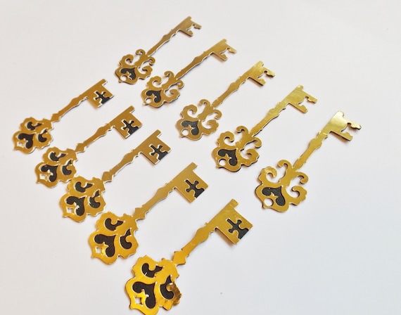 Antique Style Gold Keys Papercraft Embellishments Key | Etsy