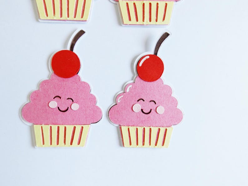Cupcakes Papercraft Embellishments Handmade Celebration Cake Card ...