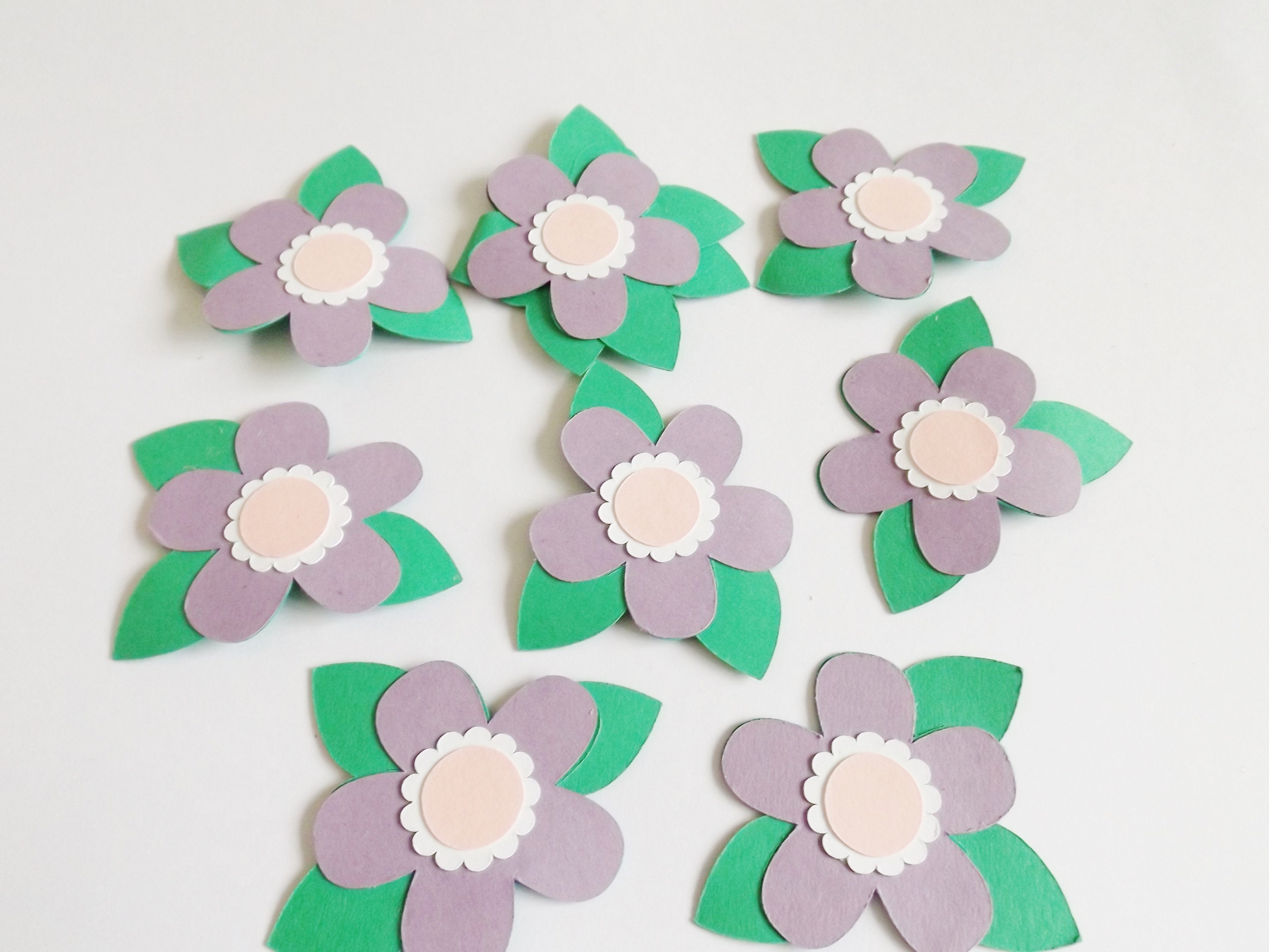 Purple Flowers Papercraft Embellishments Scrapbook Ephemera Floral Card ...