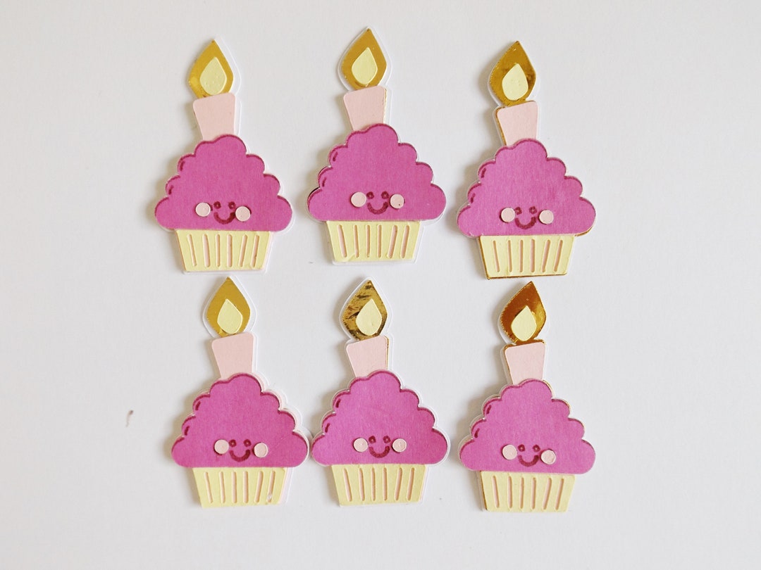 Birthday Cakes Cupcakes Papercraft Embellishments Celebrations Card ...
