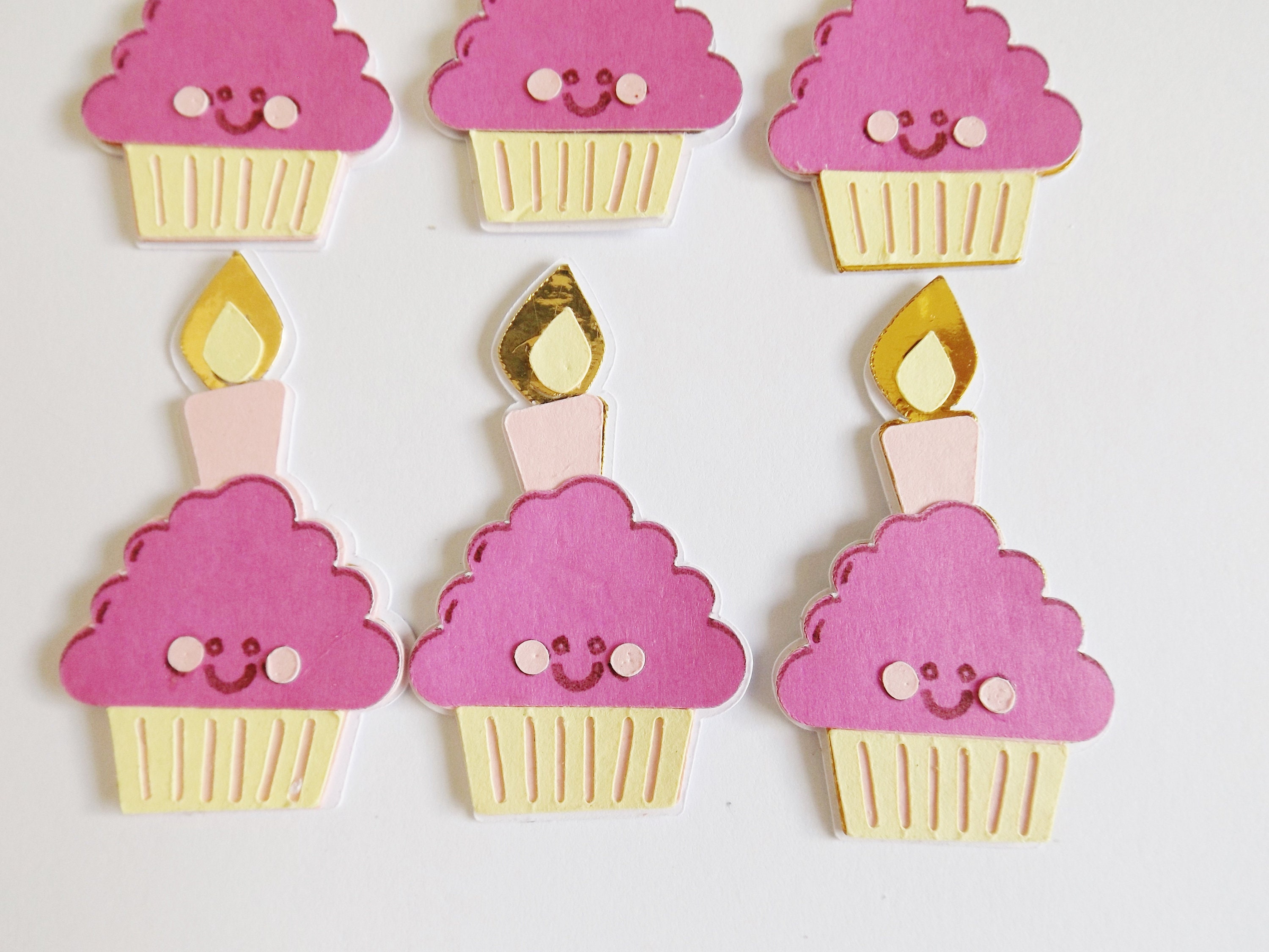 Birthday Cakes Cupcakes Papercraft Embellishments Celebrations - Etsy