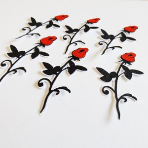 Red Roses Mini Flowers Papercraft Embellishments Floral Card Making ...